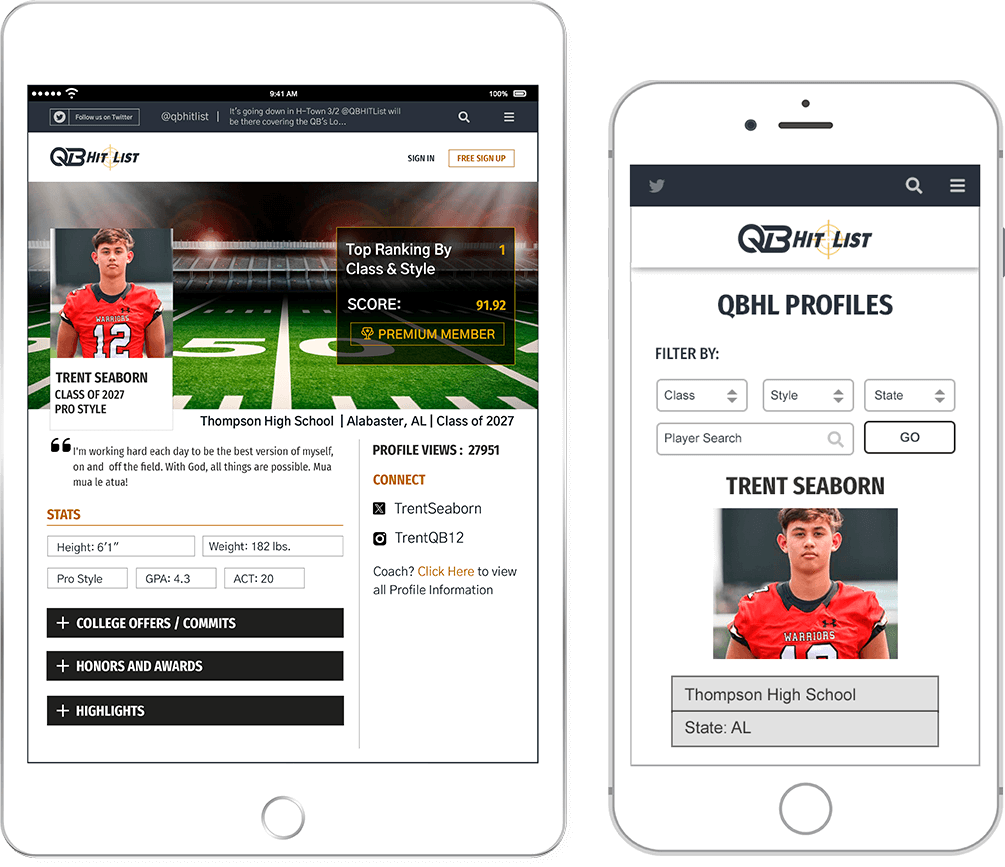 QB Hit List | Largest Quarterback Recruiting Website | Free Sign Up